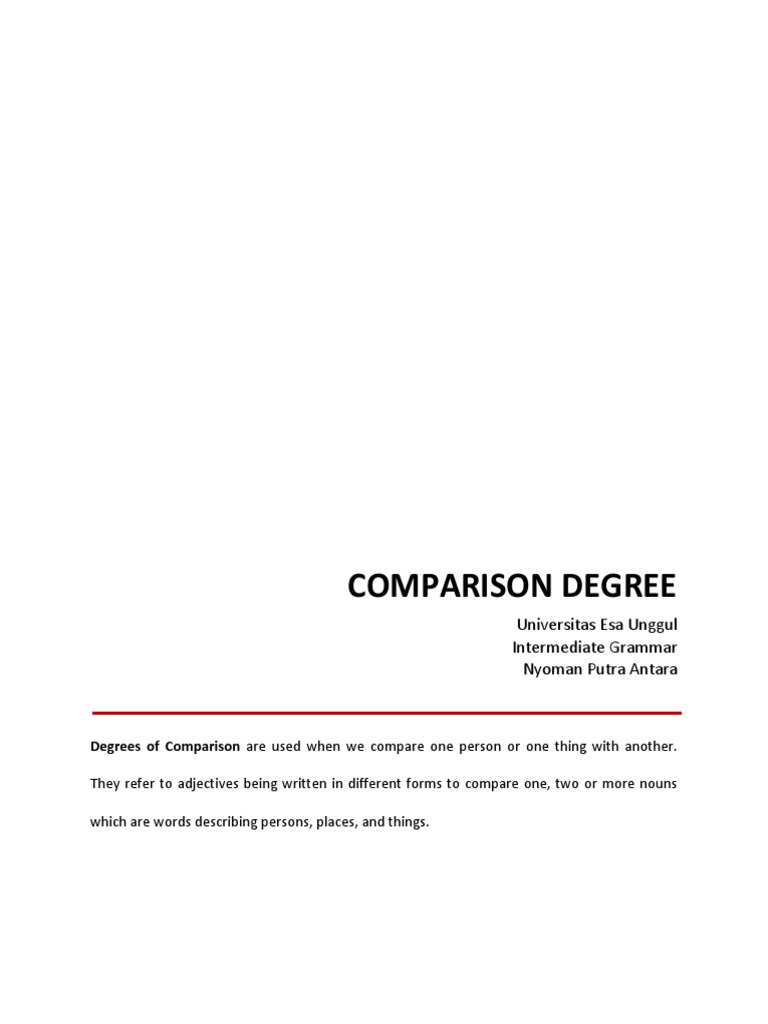 Online Class VIII - Comparison Degree | PDF | Adjective | Adverb