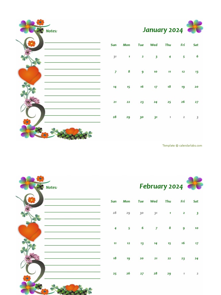 2024 Blank Calendar Design Template 06 | PDF