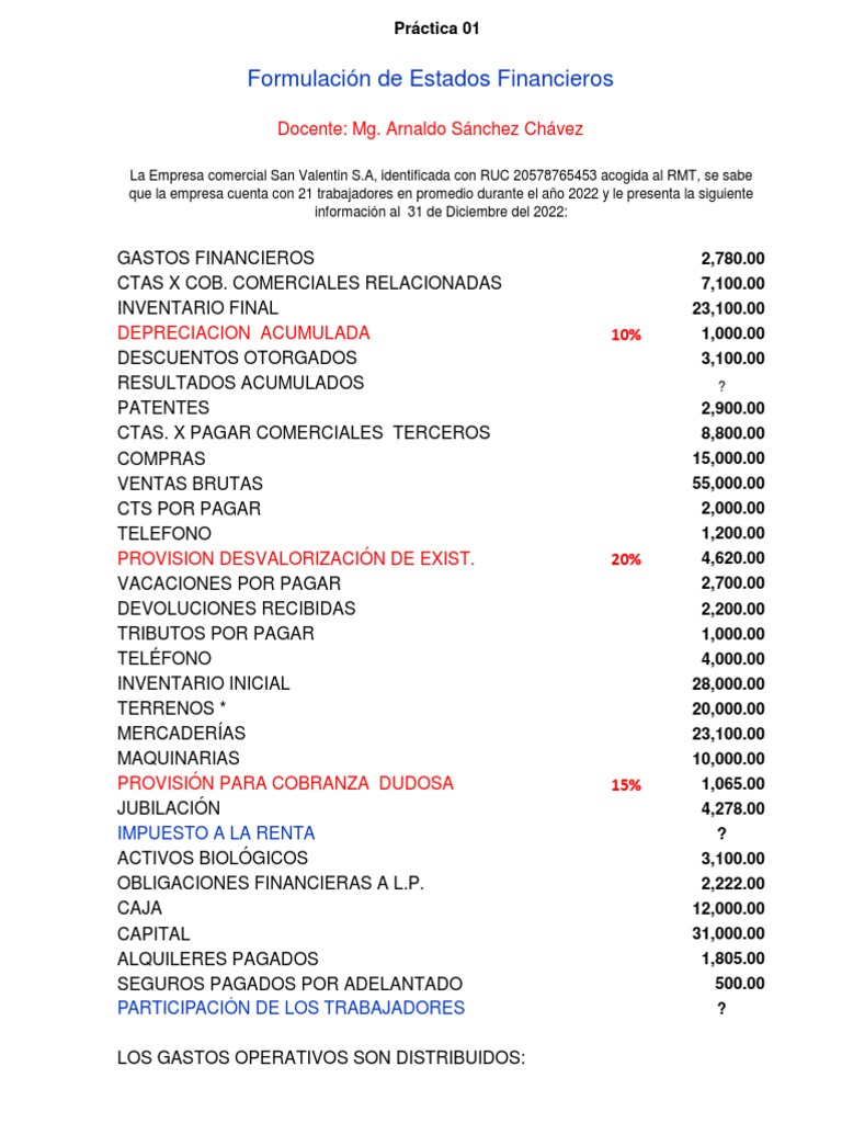 Anexo 02 - Practica EEFF - SAN VALENTIN S.A. | PDF