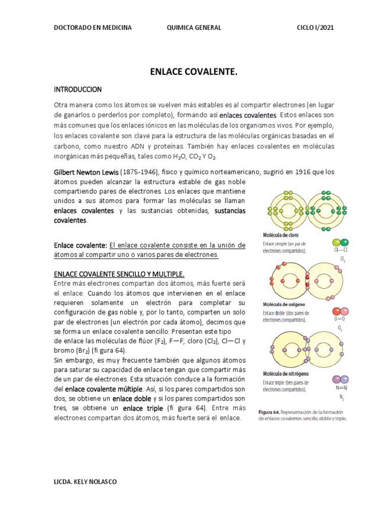 TEMA 3- ENLACE COVALENTE SI_8b38481037576852a2e882828f0552cc | PDF | Enlace covalente | Enlace ...