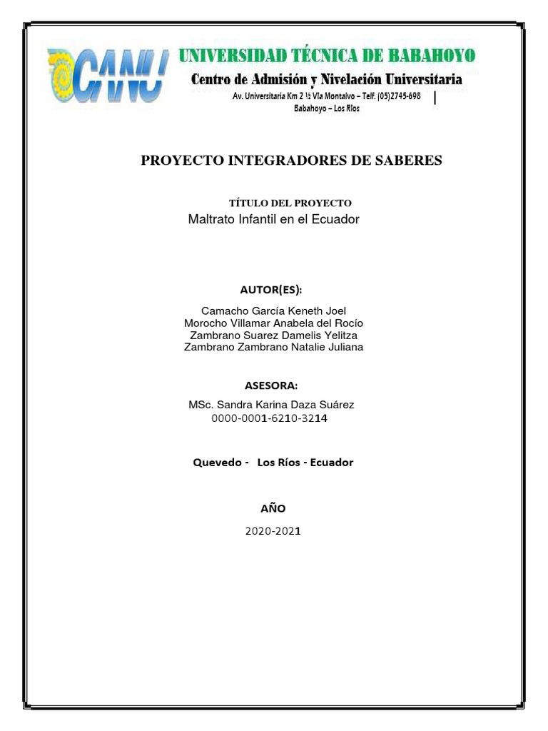 CÁRATULA DE PROYECTO INTEGRADORES DE SABERES (1) 2345678pdf | PDF