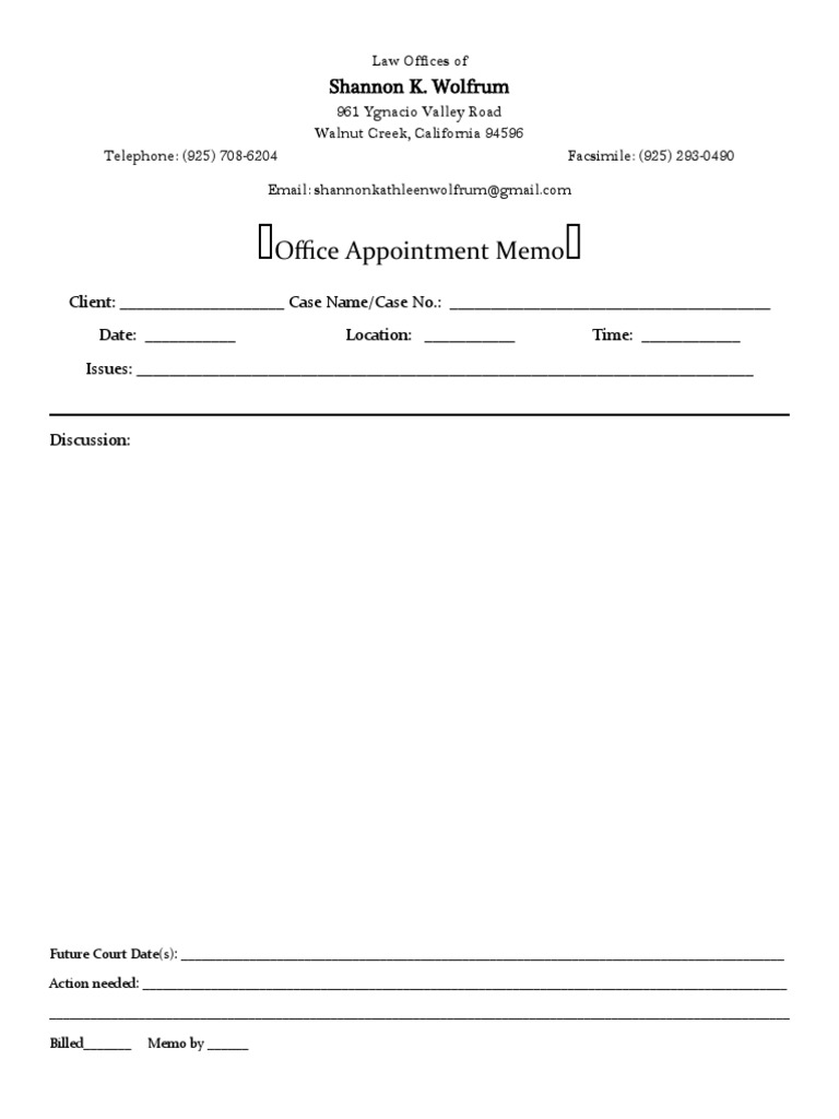 Office Appointment Memo 1 22 18 Pdf