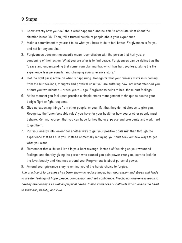 9 Steps To Forgiveness | PDF