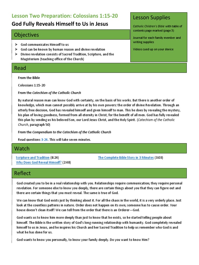 Lesson 2 God Fully Reveals Himself To Us in Jesus | PDF | Revelation ...