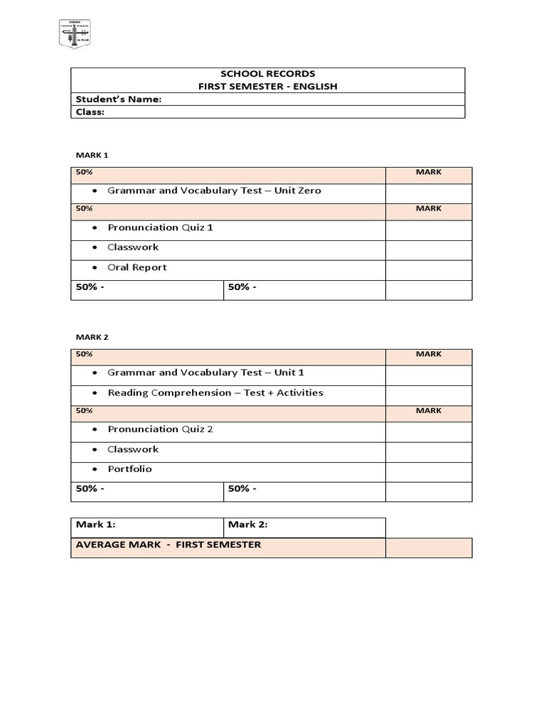 First Semester English School Records | PDF | Language Arts & Discipline
