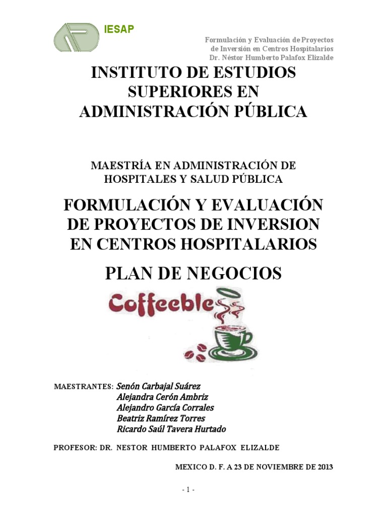Proyecto de Plan de Negocios Cafeteria | PDF