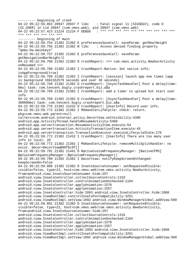 Android App Crash Log Analysis | PDF | Computer Engineering | Computing