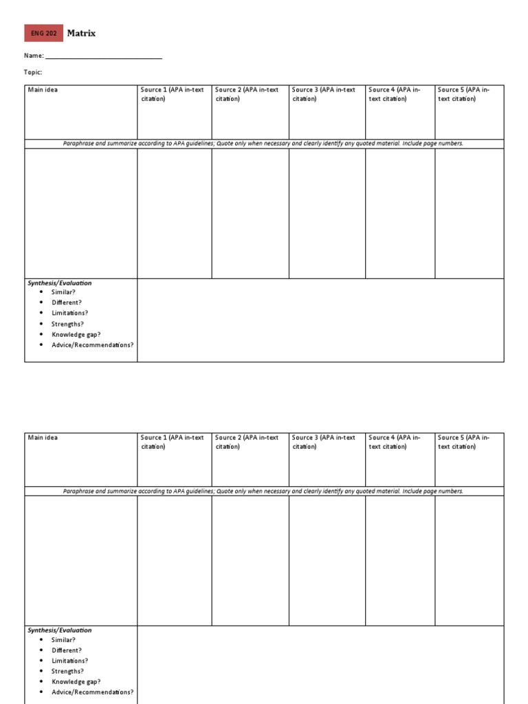 Matrix Template | PDF