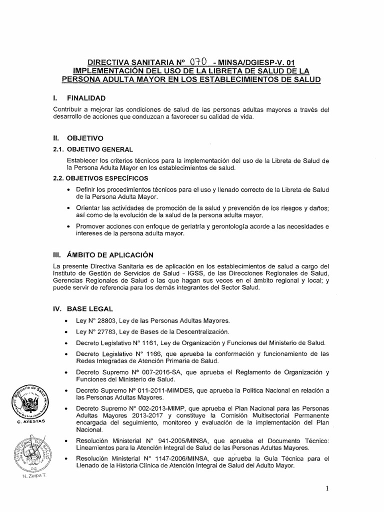 RM - 424 2016 Minsa | PDF | Vejez | Salud pública
