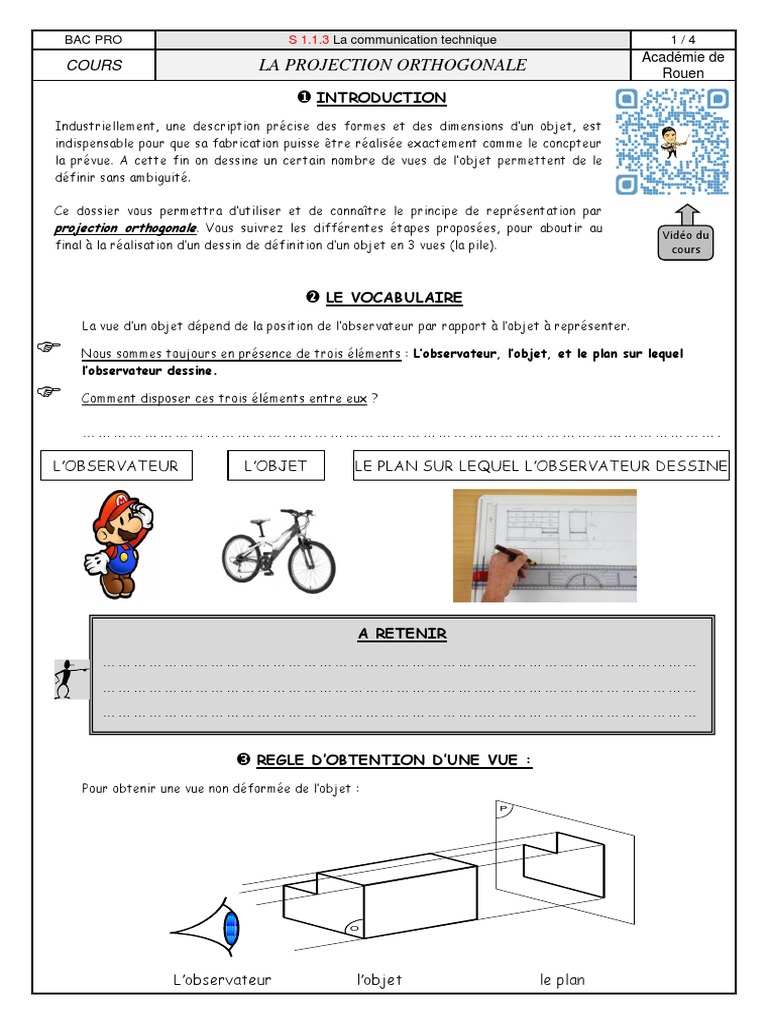 Dossier LA PROJECTION ORTHOGONALE | PDF