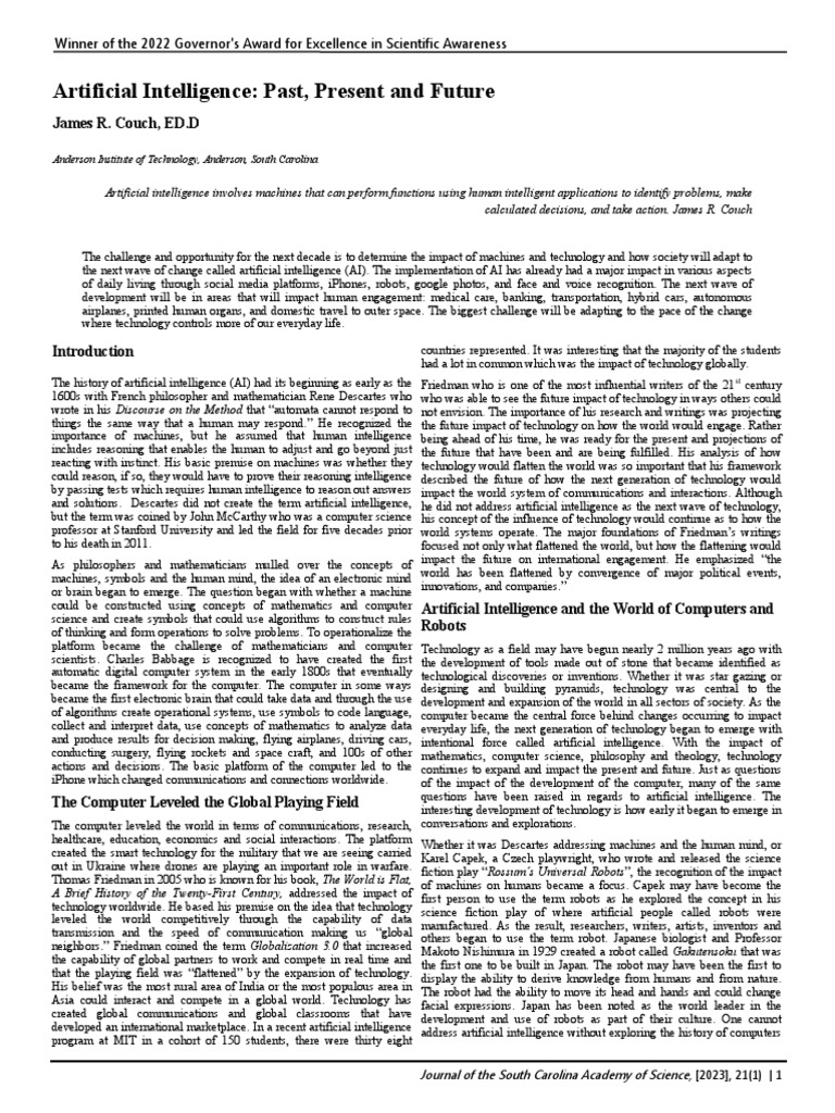 Artificial Intelligence Past Present and Future | PDF