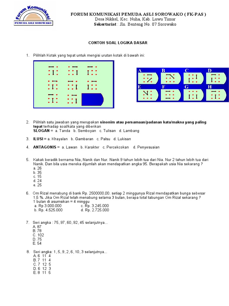 Contoh Soal Logika Dasar2 | PDF