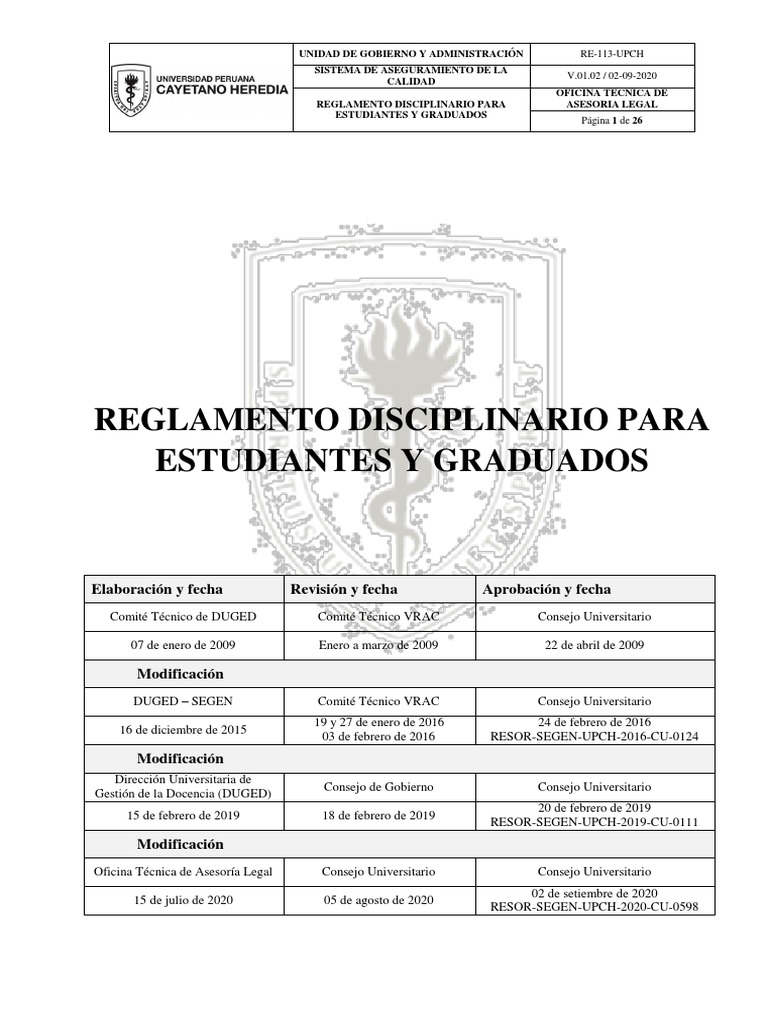 reglamento disciplinario | PDF | Regulación | Universidad