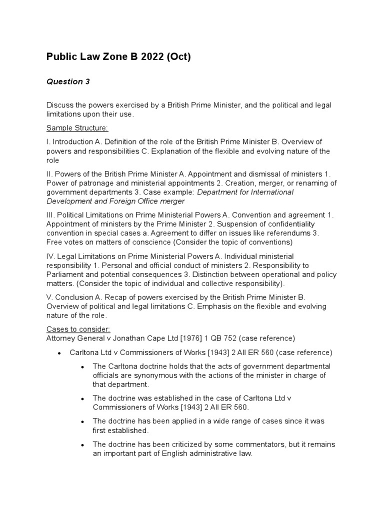 Public Law Zone B 2022 Sample answer and Question | PDF | Bill (Law ...