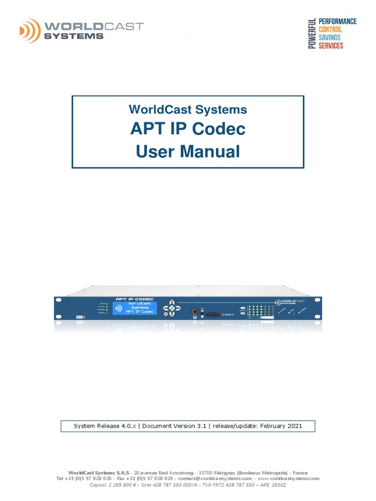APT IP Codec Manual SR 4-0-x v-3-1 en | PDF