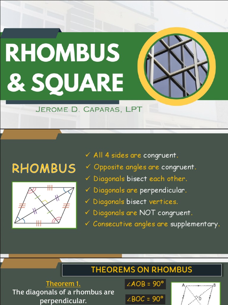 Rhombus Square | PDF | Perpendicular | Angle