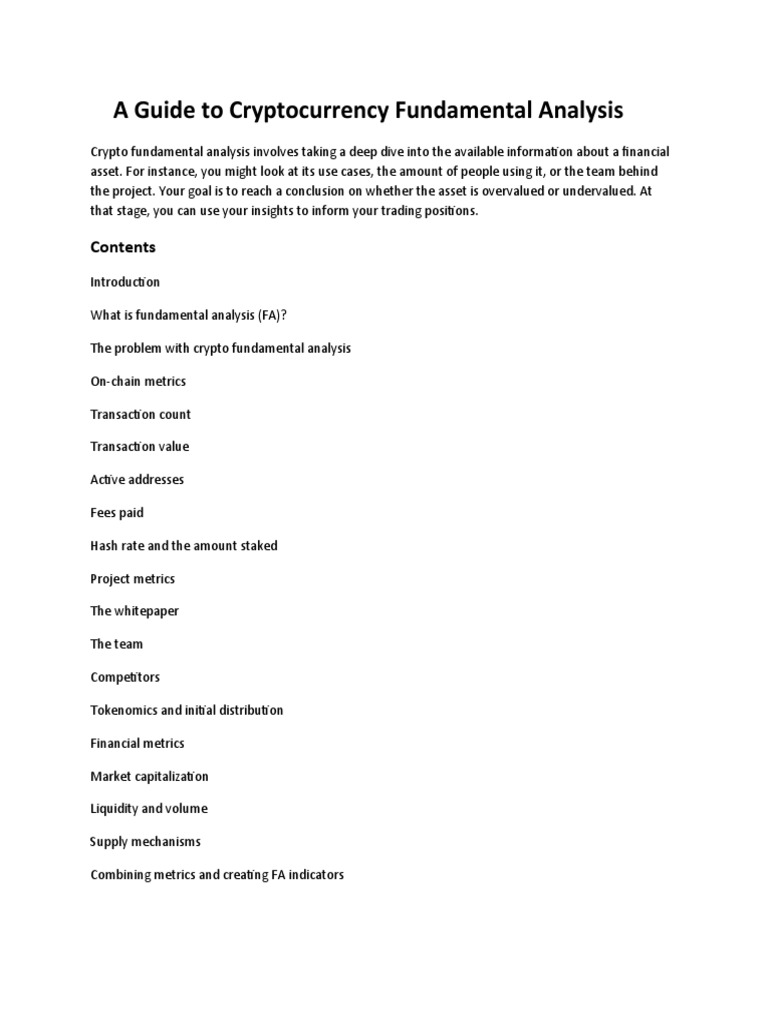 A Guide to Cryptocurrency fundamental analysis | PDF