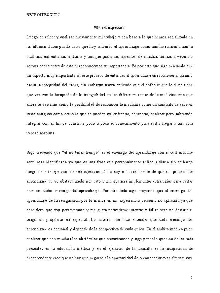 Retrospeccion | PDF | Aprendizaje | Conocimiento