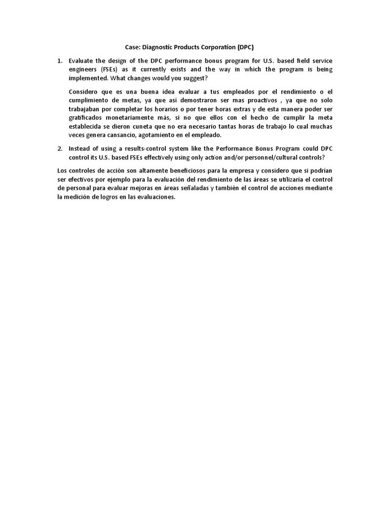 Case Diagnostic Products Corporation (DPC) | PDF | Finanzas y dinero