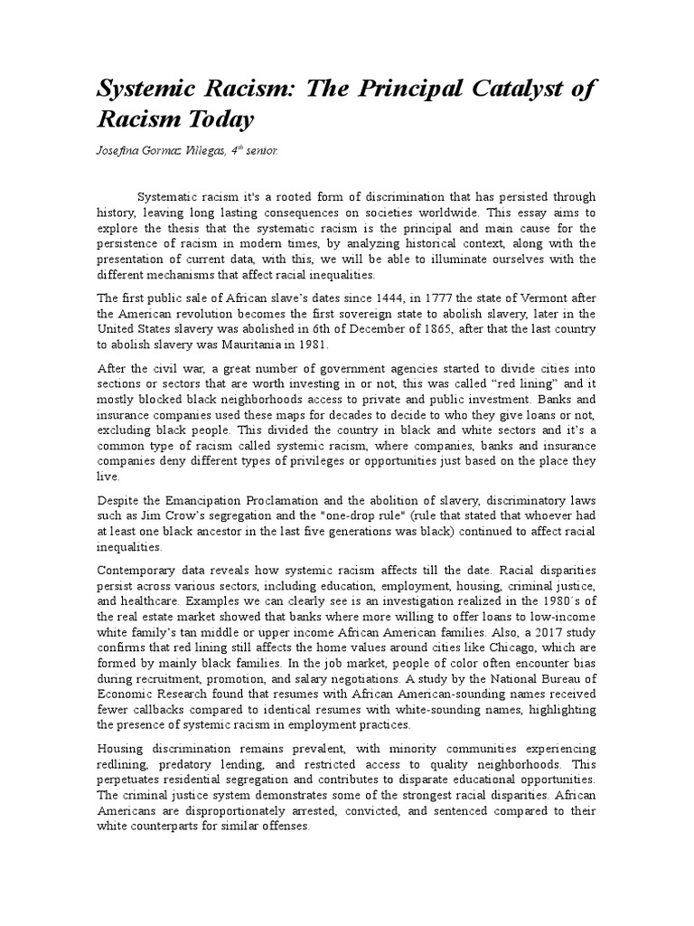 Systemic Racism | PDF | Discrimination & Race Relations | Racism