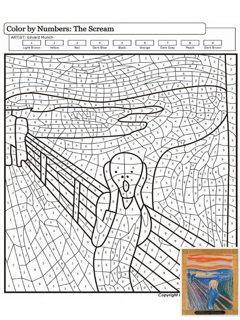 Arte-colorir-em-Números-O-grito-The-scream-edvard-munch-pronto-PDF | PDF