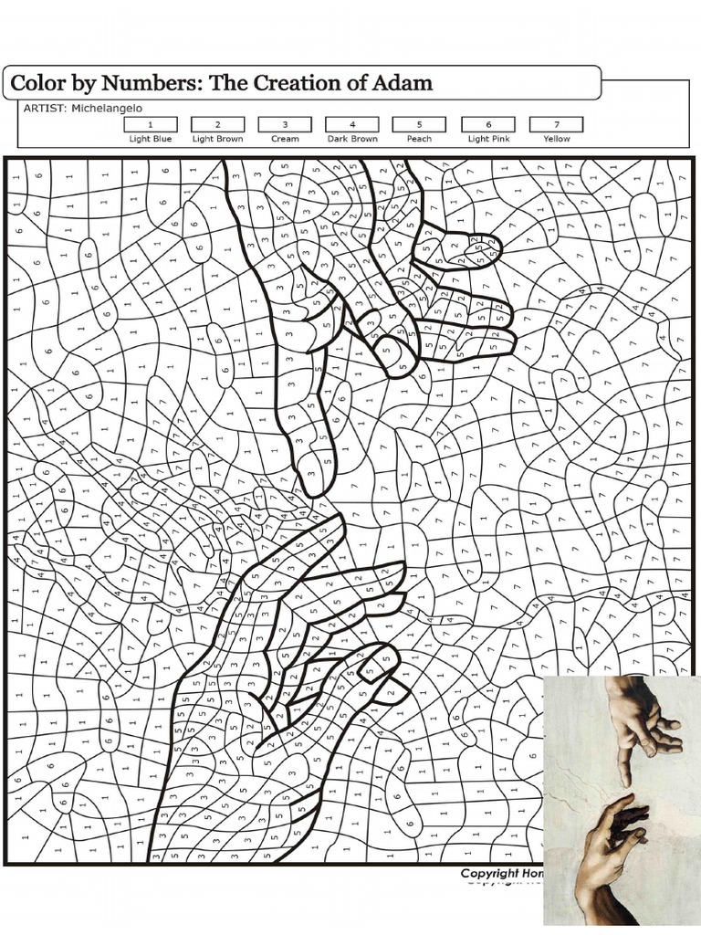 Arte-Colorir-Números-The-Creation-of-Adam-michelangelo-pronto-PDF | PDF