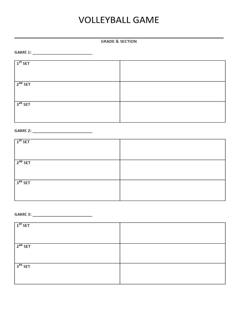Volleyball Score Sheet | PDF