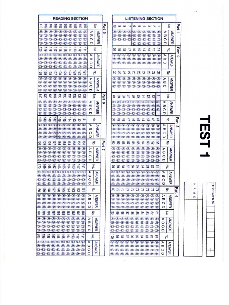 TOEIC Answer Sheet | PDF