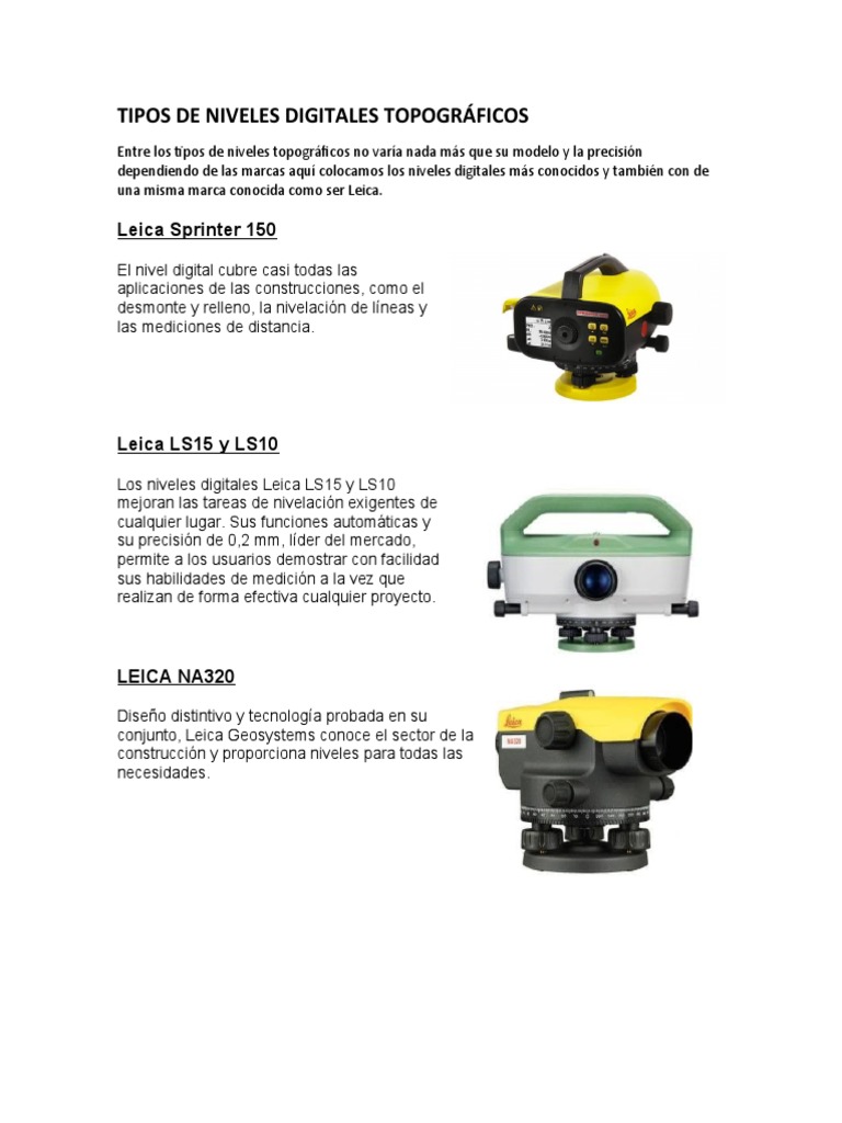Tipos y Partes de Niveles Digitales Topográficos | PDF | Informática
