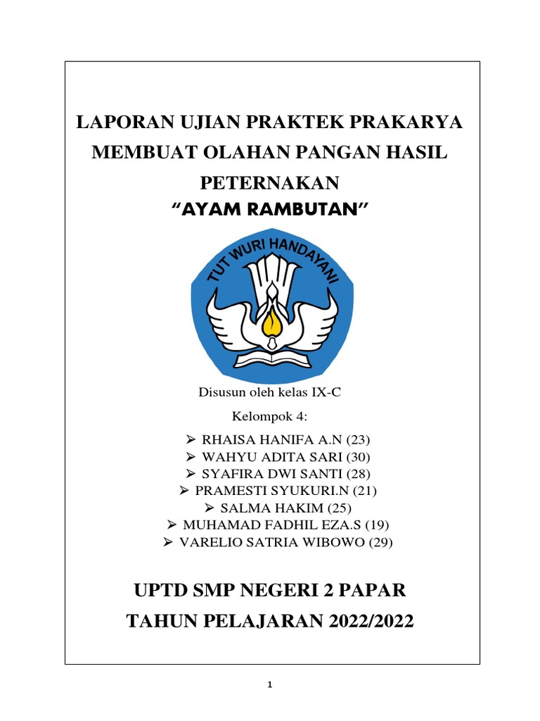 LAPORAN UPRAK PRAKARYA KELOMPOK 4 9C (2) | PDF