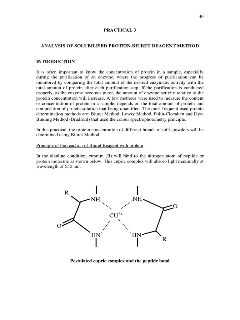 Practical 3 Biuret Assay | PDF