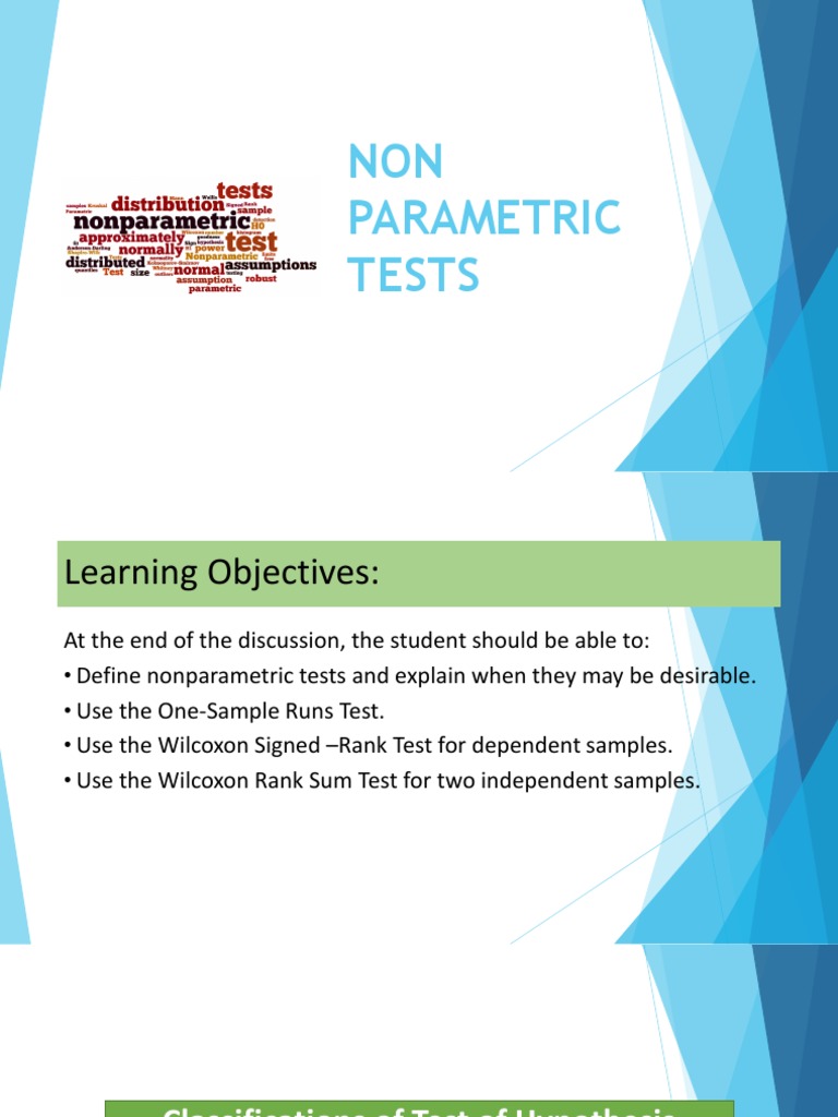 Module 5c Nonparametric Tests Pdf Mann Whitney U Test Statistical Hypothesis Testing