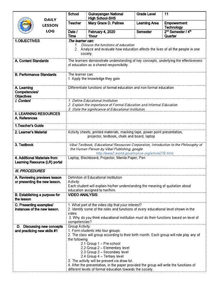 My COT 4 LESSON PLAN FORMAT | PDF