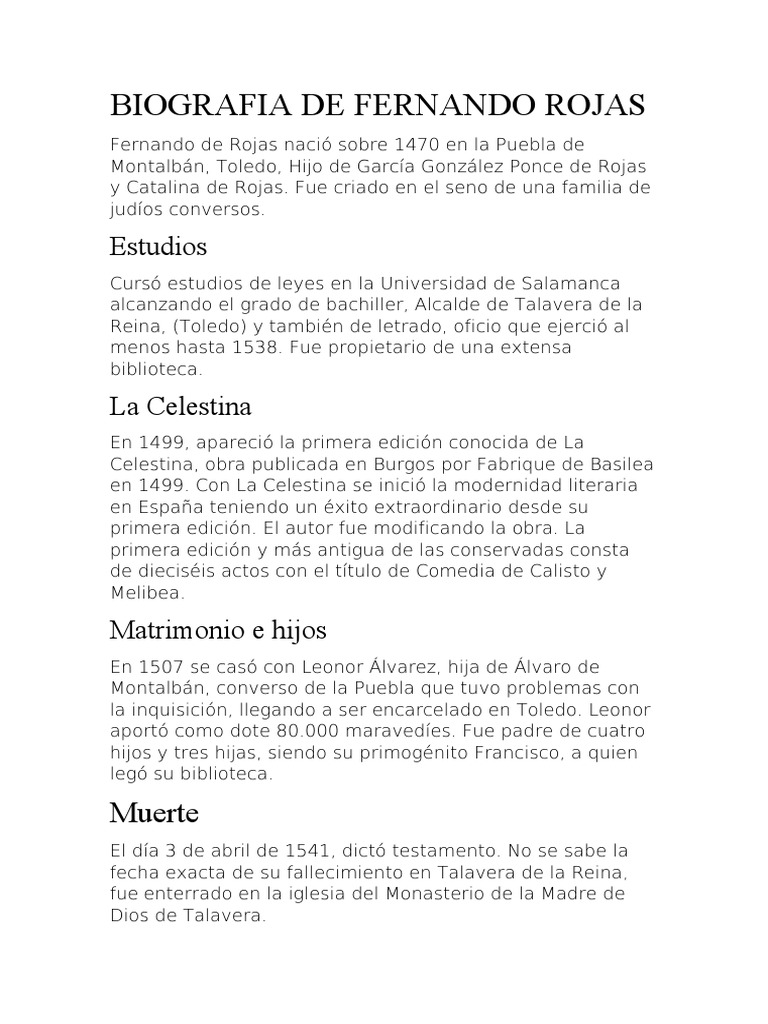 Biografia de Fernando Rojas | PDF