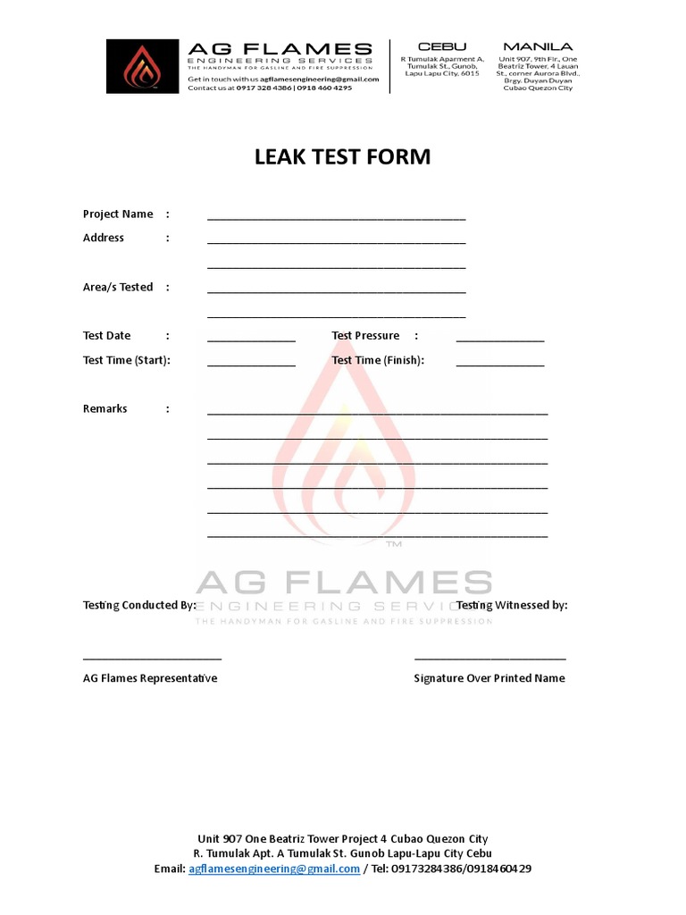 Leak Test Form | PDF