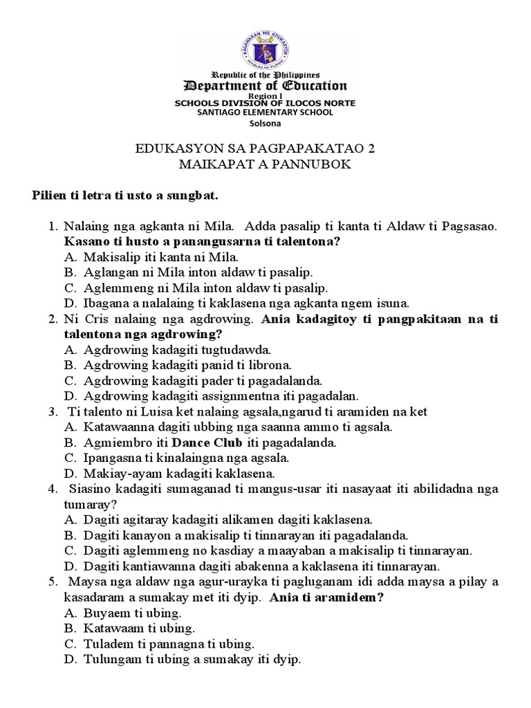 ESP Grade 2 Q4 | PDF