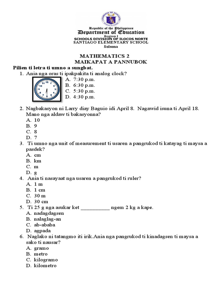 Mathematics Grade 2 q4 | PDF