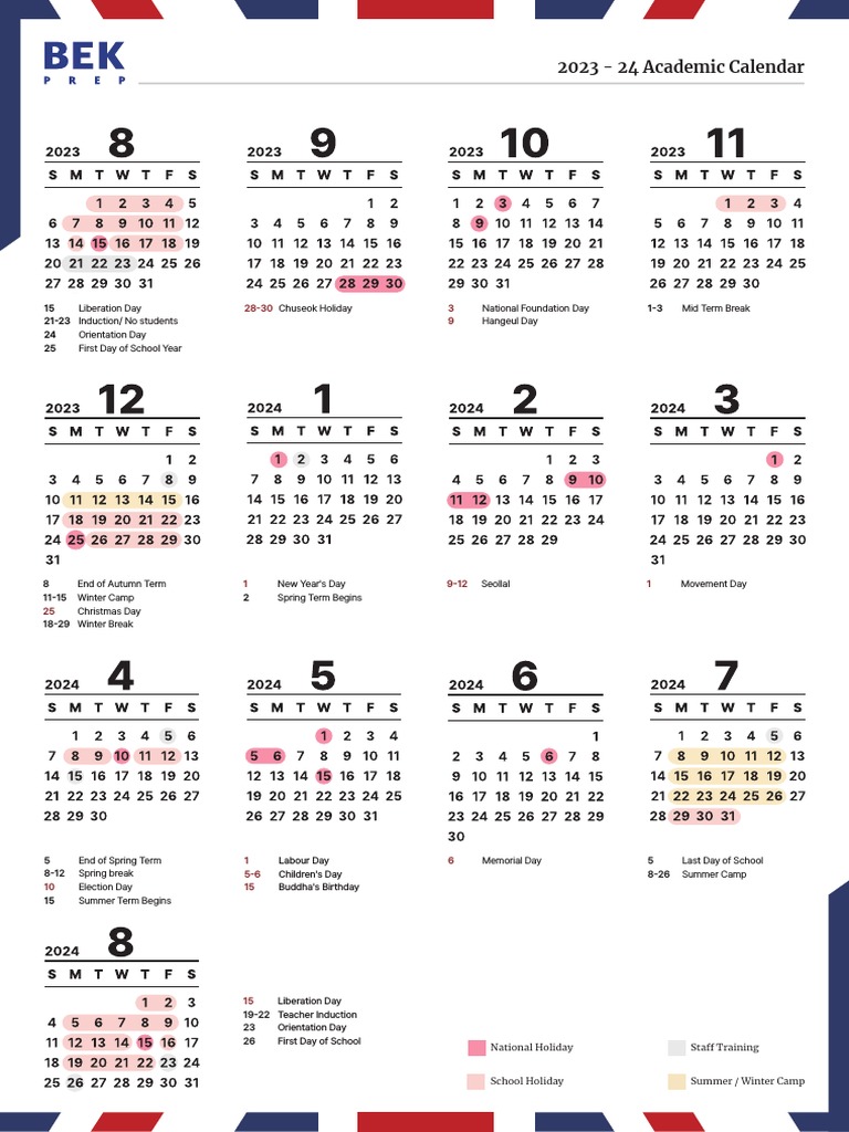 2023-24 BEK Prep Academic Calendar | PDF