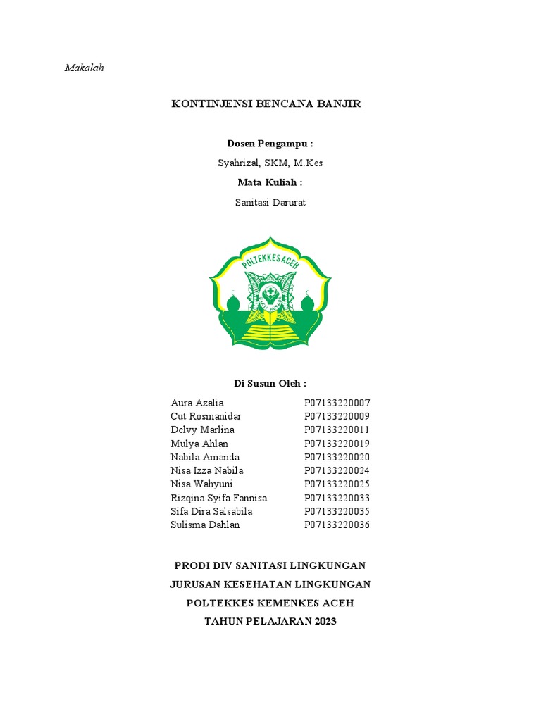 Proposal Kontinjensi Bencana Banjir | PDF