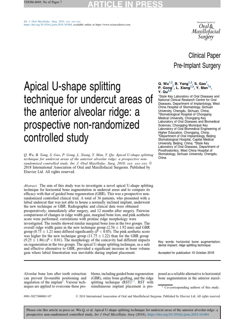 Apical U-Shape Splitting Technique For Undercut Areas of The Anterior ...
