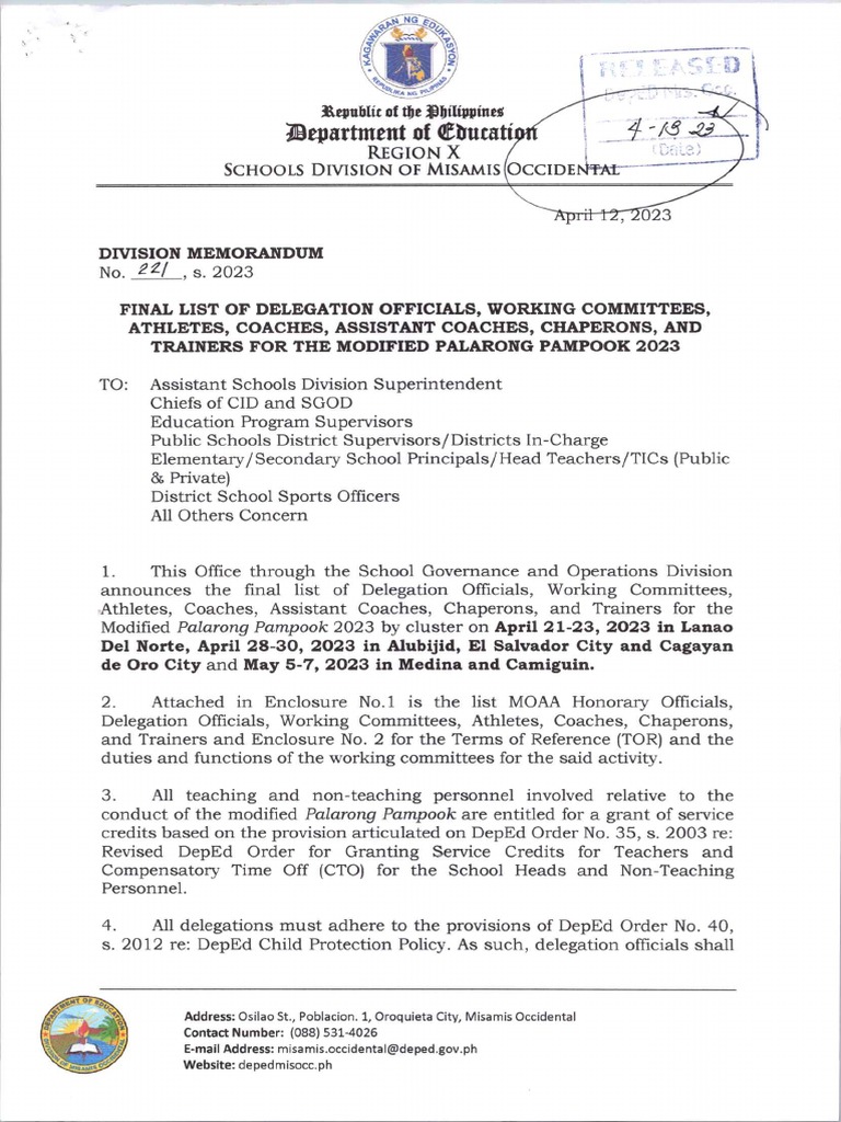 Deped Mis Occ Dm. 221 S. 2023 | PDF