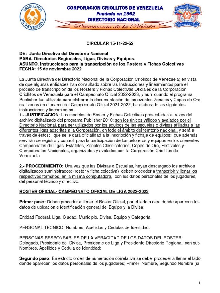 Circular 15-11-22-52 | PDF