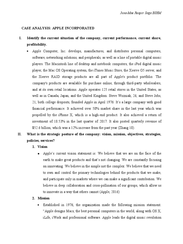 Apple Inc. Case Analysis Overview | PDF | Apple Inc. | I Pod