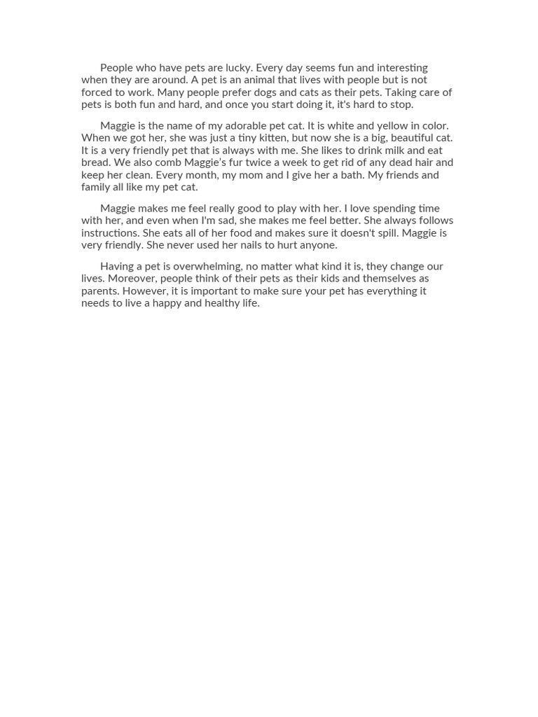 The Joys of Caring for a Pet Cat | PDF