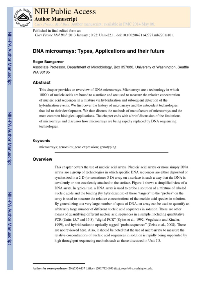 DNA Microarrays Types | PDF | Dna Microarray | Dna Sequencing