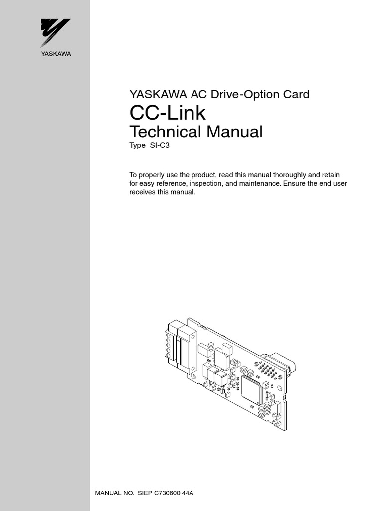 YASKAWA AC Drive-Option Card CC-Link Technical Manual | PDF