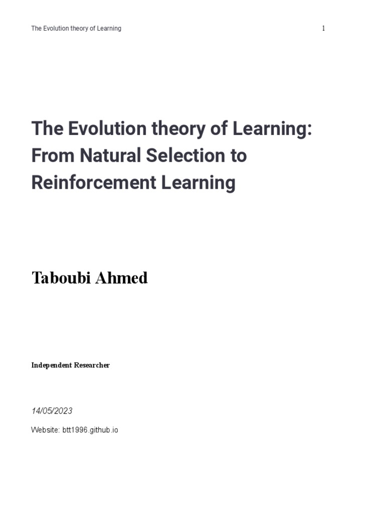 Evolution and Reinforcement Learning Insights | PDF