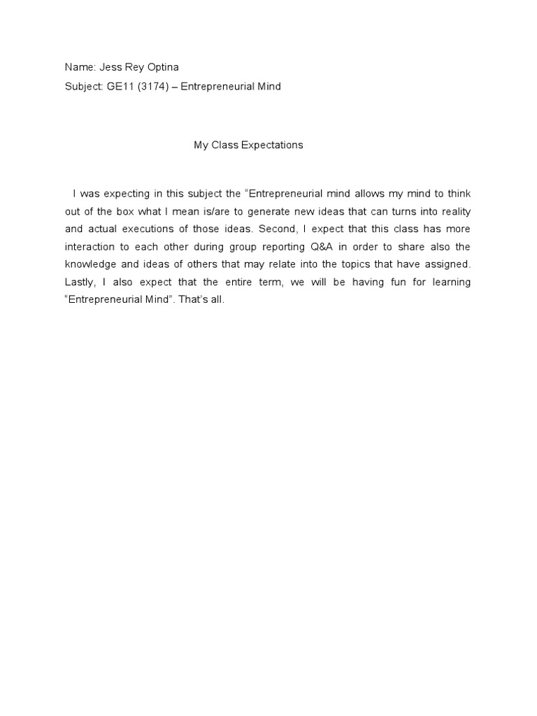 Class Expectations | PDF