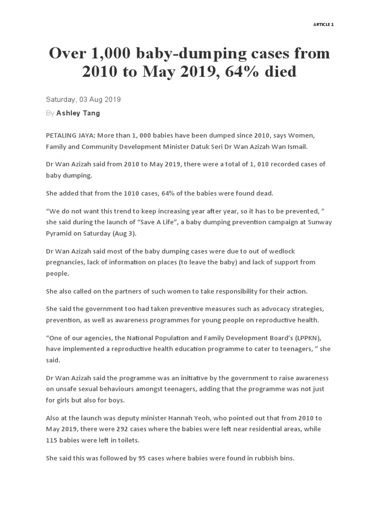 Current Issues - Baby Dumping | PDF | Family | Human Reproduction