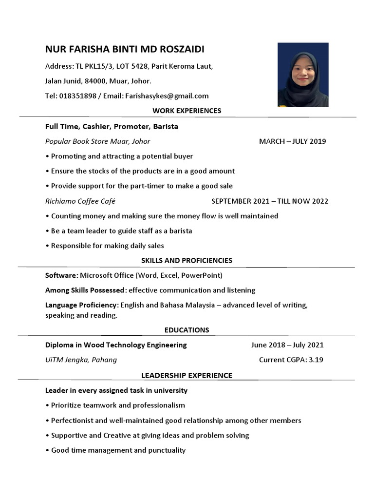 Nur Farisha Resume | PDF
